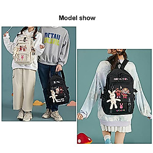 Samarr ZBIBYO Anime Hanako-kun Backpack for School Cute With doll pendant，Yashiro Nene unisex cosplay bookbag (Black4)