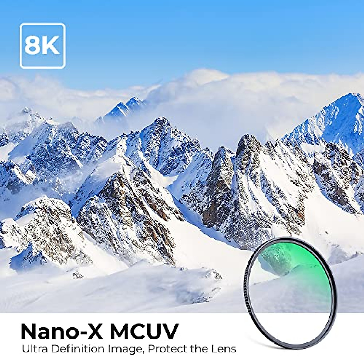 K&F Concept 62mm MC UV Protection Filter with 28 Multi-Layer Coatings HD/Hydrophobic/Scratch Resistant Ultra-Slim UV Filter for 62mm Camera Lens (Nano-X Series)