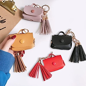 Hyltlin Case for AirPods Pro, PU Leather Cute Kawaii Tassel Holster Design Shockproof AirPods Charging Case with Metal Keychain for Men Women Kids Teens Boys Girls (Yellow)