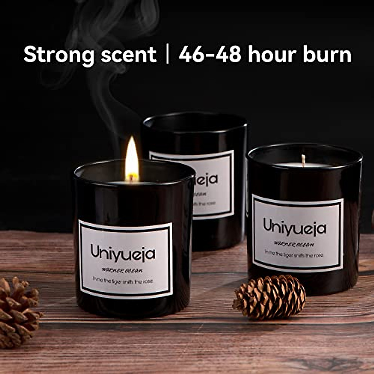 Scented Candles for Men— Candle for Men | Soy Candles for Home Scented | 8 oz 46-48 Hour Burn | Masculine Candle Black Jar | Father's Day Gifts(Warner Ocean) Valentines Day Gifts for Him