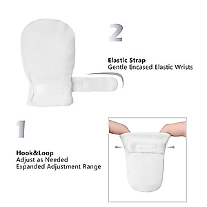 Newborn Baby No Scratch Mittens Stay On, 100% Cotton Breathable, Adjustable Infant Gloves for Baby Boys Girls Mittens