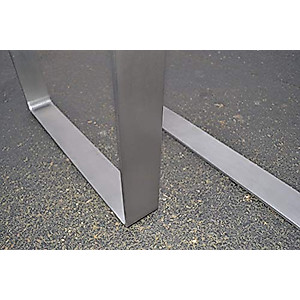 Brushed Stainless Table Legs, Bent Trapezoid Style - Any Size