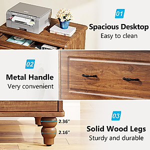 Tribesigns 2 Drawer Lateral Filing Cabinet, Wood Office File Cabinets with Solid Wooden Legs and Anti-tilt Mechanism for Home Office