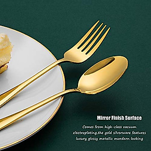 Gold Silverware Set Stainless Steel, 40 Piece Anti-Rust Mirror Polished Flatware Gold Utensils Set Service for 8 with Gift Packaging, Dishwasher Safe