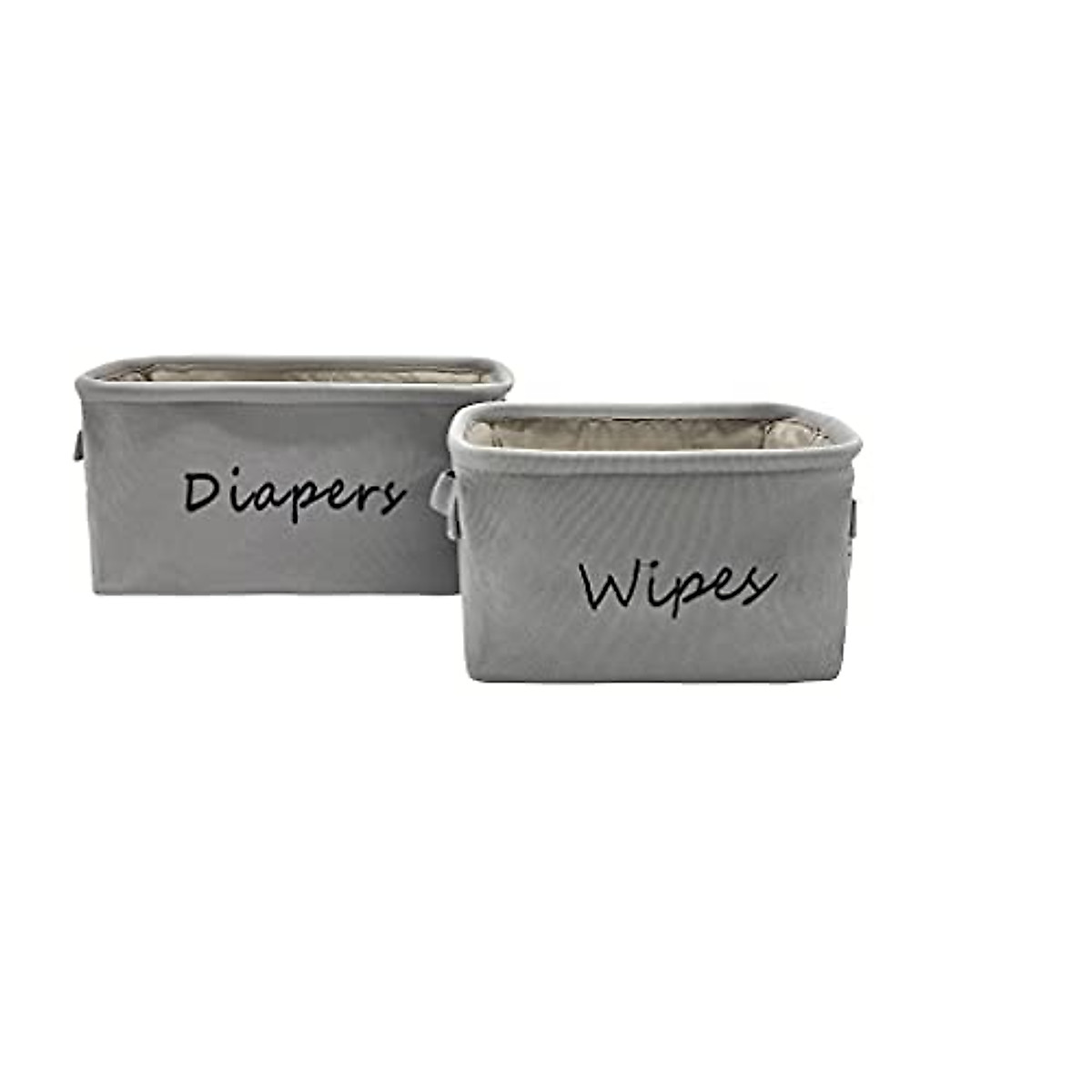 Modern Designs Pro Embroidered Diaper and Wipes Caddy - Grey Diaper and Wipes Storage Baskets for Nursery - Changing Table Organizer