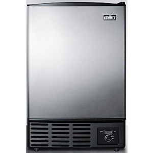Summit BIM25 15" UL Listed Compact Ice Maker with 1 cu. ft. Capacity 12 lbs. Daily Ice Production Insulated Storage Bin Manual Defrost and Reversible Door in Stainless