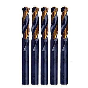 MAXTOOL 1/4" 5pcs Identical Screw Machine Drills HSS M2 Twist Stub Drill Bits Black & Bronze Fully Ground Straight Shank Short Drills; SMF02H10R16P5