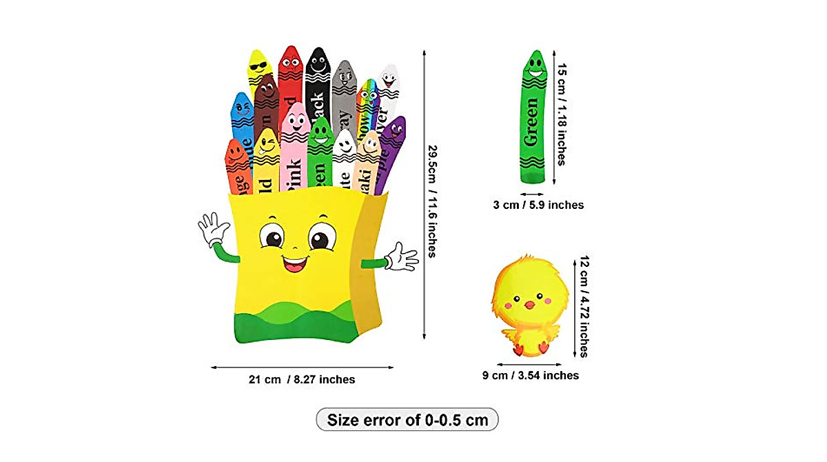 Colorful 31-Piece Crayons Cutouts for Classroom Decor