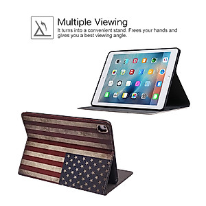 iPad Mini 5 Case, Mini 4 Case, iPad Mini 1/2/3 Case, Protective Leather Case, Adjustable Stand Auto Wake/Sleep Smart Case for iPad Mini 5th/4th Gen 7.9 inch - Vintage USA American Flag