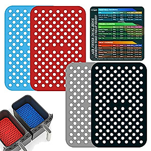 Dual Basket Silicone Air Fryer Liners Pack of 4, Reusable, with Magnetic Cheat Sheet for Ninja Foodie/DUALZONE and Other Dual Basket Air Fryer Kitchen Accessories