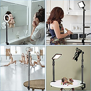 JINSUI Camera Desk Mount Stand with 360° Ball Head, 14.4"-32.3" Adjustable C-Clamp Light Stand, 1/4" Screw Table Mounting Stand for DSLR Camera, Ring Light, Live Streaming, Photo Video Shooting