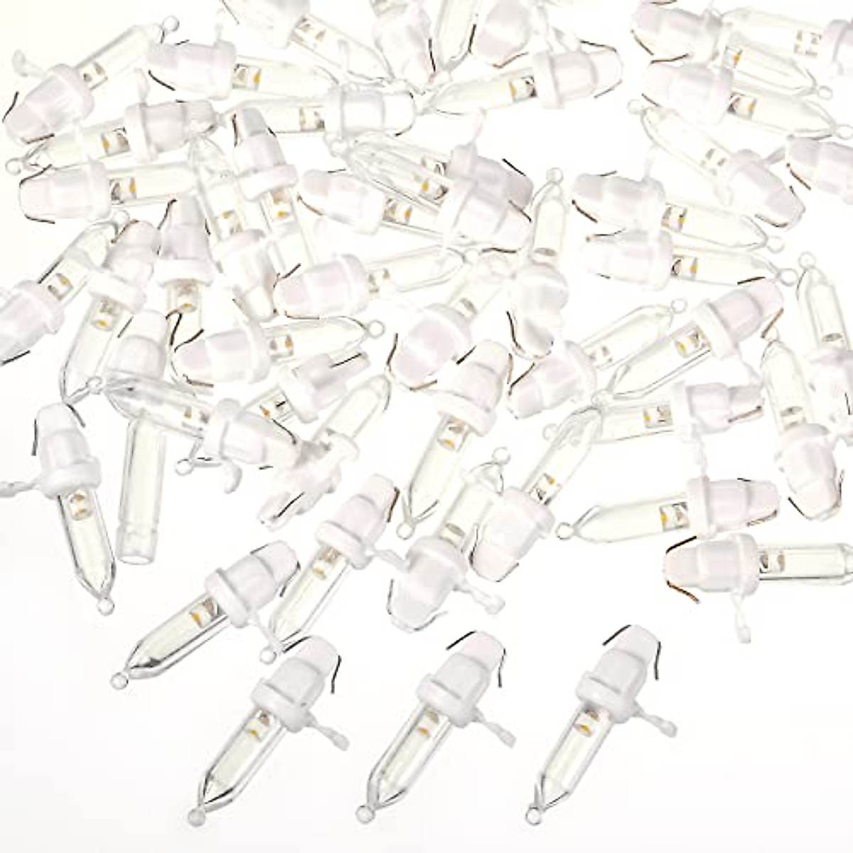 Remagr 60 Pcs Christmas LED Replacement Bulb Mini Wide Angle Xmas Tree Light Outdoor String for Garden Party Decor (White Base with Warm White Bulb)