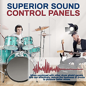 PENNZONI Drum Shield 6ft Single Panel w/Living Hinge, Premium Clear Acrylic Panel, Drum Screen
