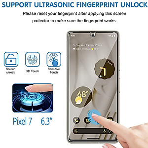 [4+3Pack] Glass Screen Protector for Google Pixel 7 5G, 9H Tempered Glass, Ultrasonic Fingerprint Compatible,HD Clear Case Friendly