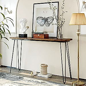 Merax 4-Piece Counter Height Wooden Dining Set with Extra Long Dining Table and 3 PU Stools, Bar Table Set for Kitchen Dining Room, Rustic Brown Table + Black Stool