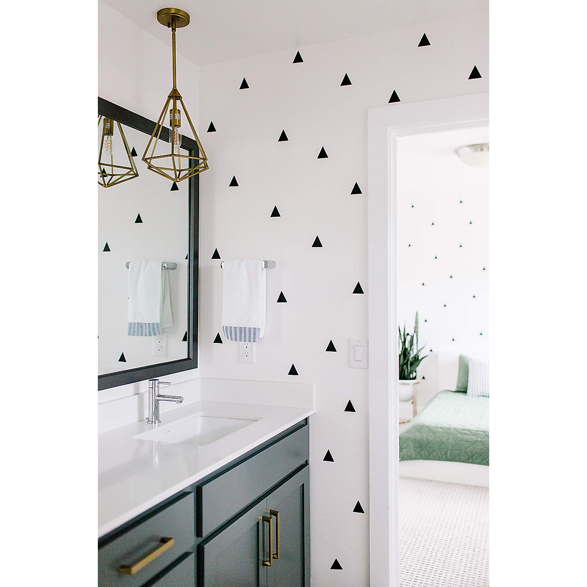 Modern Maxwell Wall Art Decals for Boys Girls Nursery, Bedroom, Living Room “Arizona” Black Triangle Room Sticker 80 Pieces