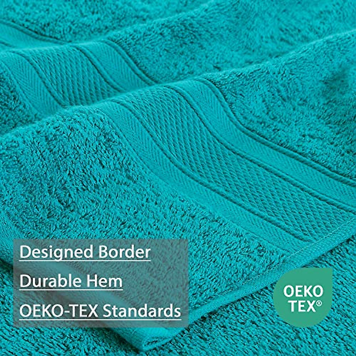 TRIDENT 6 Piece Bath Towels Set for Bathroom - 2 Bath Towel, 2 Hand Towel, 2 Washcloth 100% Cotton Soft and Plush Highly Absorbent, Soft Towel for Hotel & Spa - Aqua Green Teal