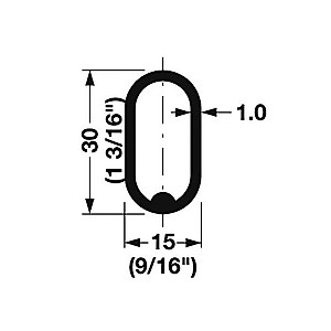 13" Long Aluminum Oval Wardrobe Tube Closet Rod (1/4,1/2,3/4), Polish Chrome Oval Tubing + 2 End Supports - Custom Length -