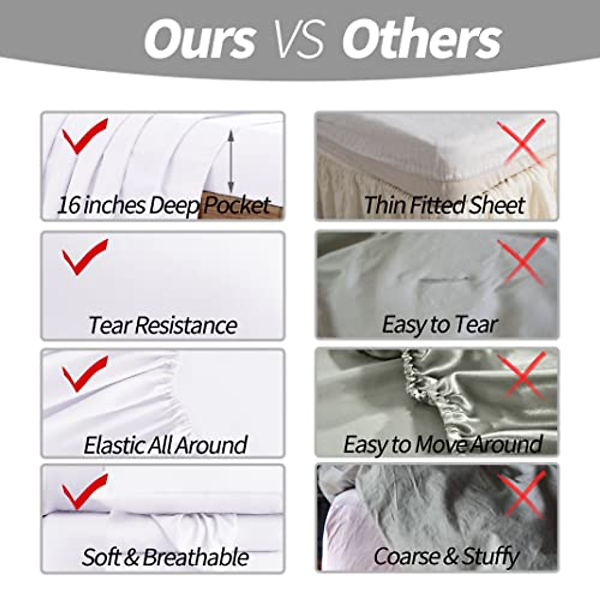 Ersmak Bright White Queen Sheets Set (4 Piece), Super Soft Brushed Microfiber Bed Sheets with 16 Inch Deep Pocket, Egyptian Quality Luxury Bedding Set