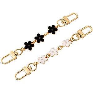2Pcs Purse Strap Extenders Black White Crossbody Straps Replacement Bag Chains Decoration Accessories 5 Inches Shoulder Chains Extension Fit for Crossbody Handbag Purse Pochette Charms (Plum Bossom S)