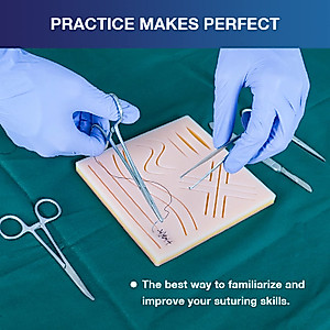 AZchose Suture Practice Kit for Students, Complete Training Kit with 14 Pre-Cut Wounds, a Suture Tool Kit and Suture Threads (Stocking Stuff for Education and Demonstration Only)