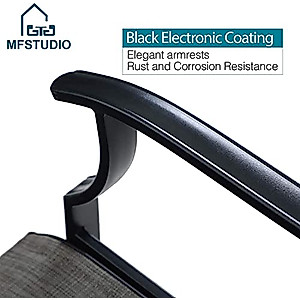 MFSTUDIO 7 Pieces Patio Dining Set, Rectangular Expandable Black Metal Table with 6 Padded Textilene Fabric Chairs, Outdoor Furniture Set for Garden, Poolside, Backyard, Porch