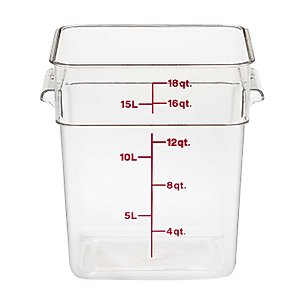 Cambro Camwear Polycarbonate Square Food Storage container, 18 Quart