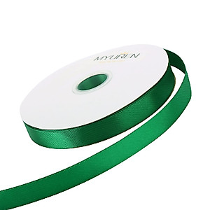 5/8 inch Double Faced Green Polyester Satin Ribbon for Gift Wrapping，Party Favor， Baby Shower，Invitation Embellishments，Floral Arrangement Craft Supplies (50 Yards)