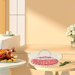 ATRDTO 1Pc 12 Inch Pie Carrier with Lid and Handle Pizza Slice Storage Container for Cheese Cake, Corn Pie, Fruit White Clear Visible (1)