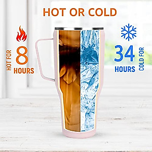 Zenbo Mug Tumbler 40 oz–Stainless Steel Vacuum Insulated Mug with Handle,Lid and Straw,Keeps Drinks Cold up to 34 Hours – Sweat-Proof Body, Dishwasher Safe