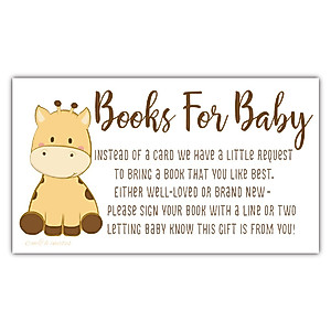 50 Giraffe Books for Baby Shower Request Cards - Baby Shower Invitation Inserts