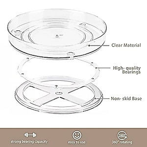 Mianhu 9 in Lazy Susan Cabinet Organizer, 1 Pack Plastic Clear Rotating Turntable Cabinet Organizers and Storage Bins for Pantry, Countertop, Fridge, Kitchen, Bathroom, Vanity