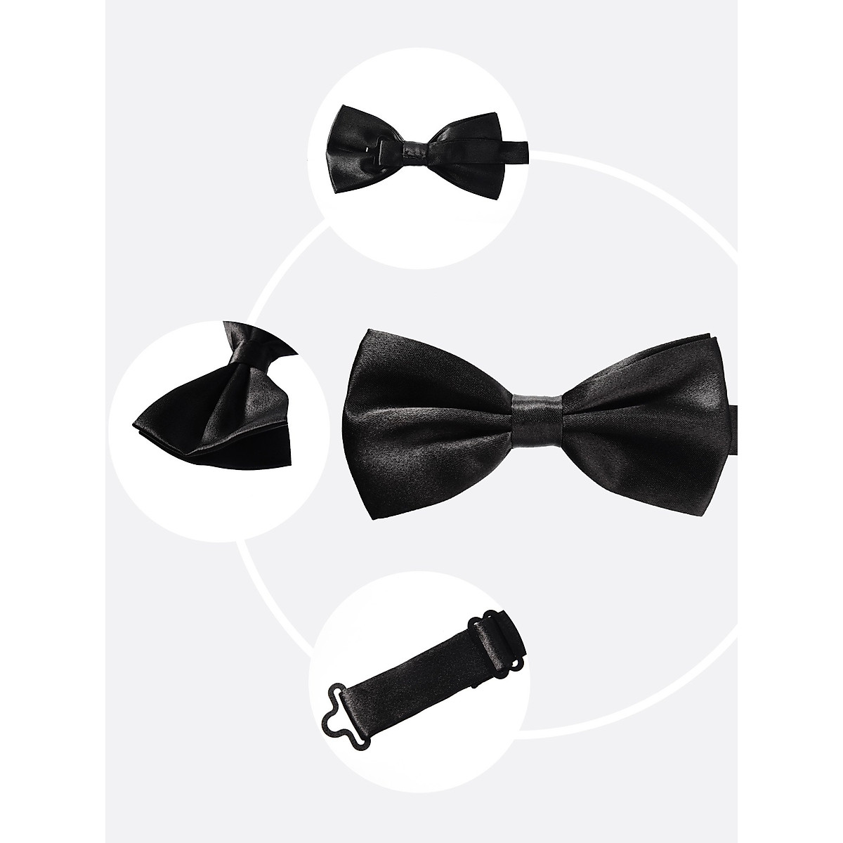 Sumind Men's Pre-Tied Bow Ties Tux Bowtie Adjustable Formal Neck Bowtie for Parties (Black, 1 Piece)