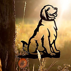 Adorable Dog Stake Decoration Yard Garden Outdoor Metal Art Dog Silhouette Decoration Steel Dogs Statue Adorable Ornament Gift (Golden Retriever)