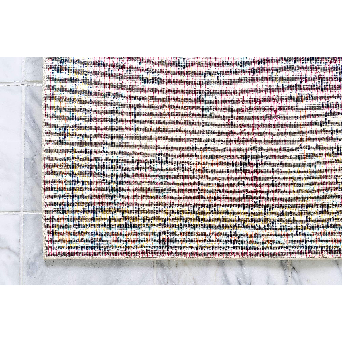 Unique Loom Monterey Collection Vintage Bohemian Inspired with Distressed Tribal Design Area Rug, 8 x 10 ft, Pink/Yellow