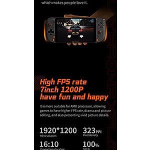 QUJUSO OnexPlayer Mini Pro 7" Handheld Game Console Portable PC Mini Laptop UMPC Win 11 AMD Ryzen 7 6800U 16GB LPDDR4 RAM/512GB NVMe M.2 SSD 1920 *1200 Display Screen(Black)