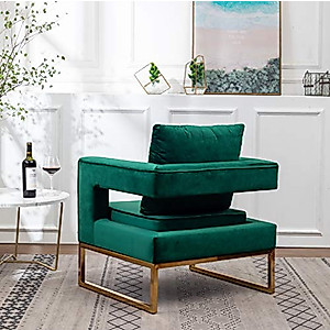 Roundhill Furniture Lenola Upholstered Accent Arm Chair, Green 27.5D x 29.75W x 34.5H in