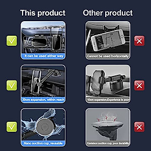 Amiss Universal Car Cell Phone Holder Stand Mount, [Super Suction Cup] Dashboard/Windshield/Vent, Automobile Cradles, Car Interior Accessories, Fit for iPhone 11/12 & Samsung & All Cell Phones - Black