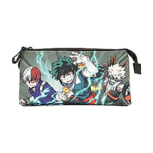 KARACTERMANIA My Hero Academia Battle-Triple Fan Pencil Case, Military Green, Army Green, Talla única, FAN Battle Triple Pencil Case