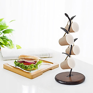 CUKE2BEET Mug Tree Stand, Countertop Coffee Mug Holder Tree Coffee Mug Rack Tea Cup Organizer with Wooden Base for Coffee Counter Bar and Kitchen