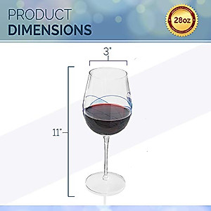 Bezrat Red Wine Glasses Set of 2, Hand Painted Wine Glass, Drinkware Essentials, 11" H, 28oz Wine Lover Large Glass, Glassware Gifts Ideas for Women Inspired by 'Duomo di Milano' Mothers Day (Blue)