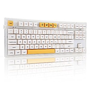 BowJian Custom Keycaps 140 Keys Set XDA Profile PBT Dye Sublimation ANSI Layout Keycaps Set for Holy Panda Gateron Kailh Cherry MX Switches Mechanical Gaming Keyboards (Milk & Bee)