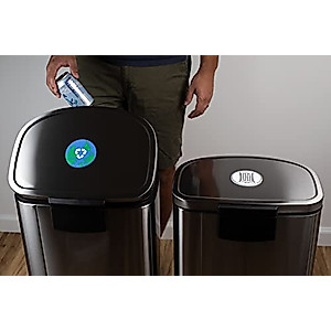 Recycle and Trash Magnets 2 Set, Trash Recycle Magnet for Trash Cans & Recycle Bin, Strong Earth Recycle Sticker for Trash Can, Kitchen Trash Can Combo Labels, 3.35 Inch Diameter