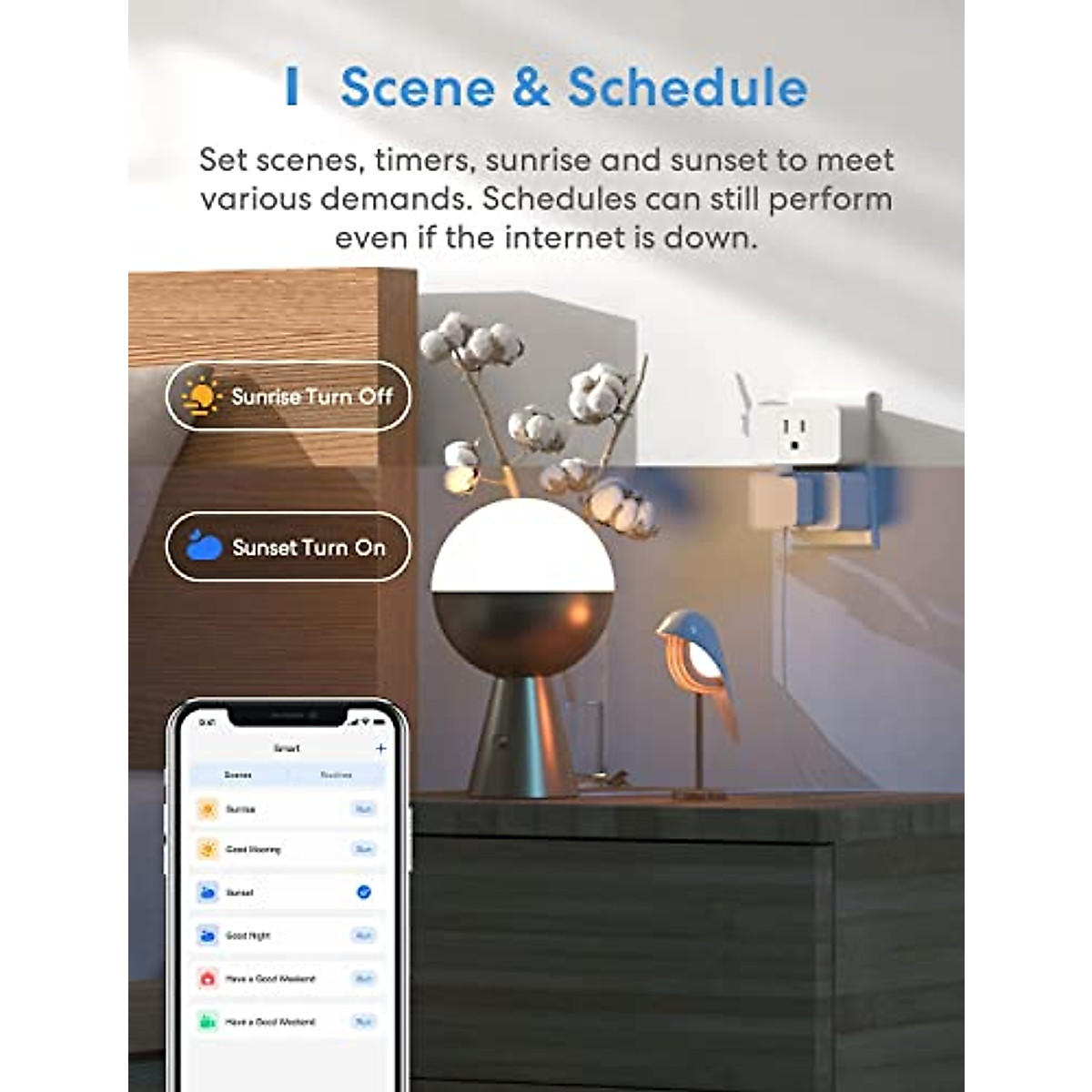 Meross Wi-Fi Smart Plug Mini, 15 Amp & Reliable Wi-Fi Connection, Alexa and Google Voice Control, App Remote Control, Timer, Occupies Only One Socket, No Hub Needed