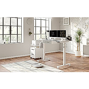 FEZIBO Height Adjustable Standing Desk Frame, Electric Standing Desk Legs for 43.4 inches to 62.9 Inches Desk Tops, Sturdy Stand up Desk Base for Workstation，White (Frame Only)