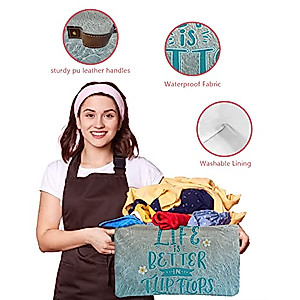 Storage Cubes Organizer with Handles, Frangipani and Life is Better in the Flip Flops Storage Bins Fabric Collapsible Storage Baskets for Shelf Closet Nursery Cloth Organizers Box Blue Seawater 1pcs