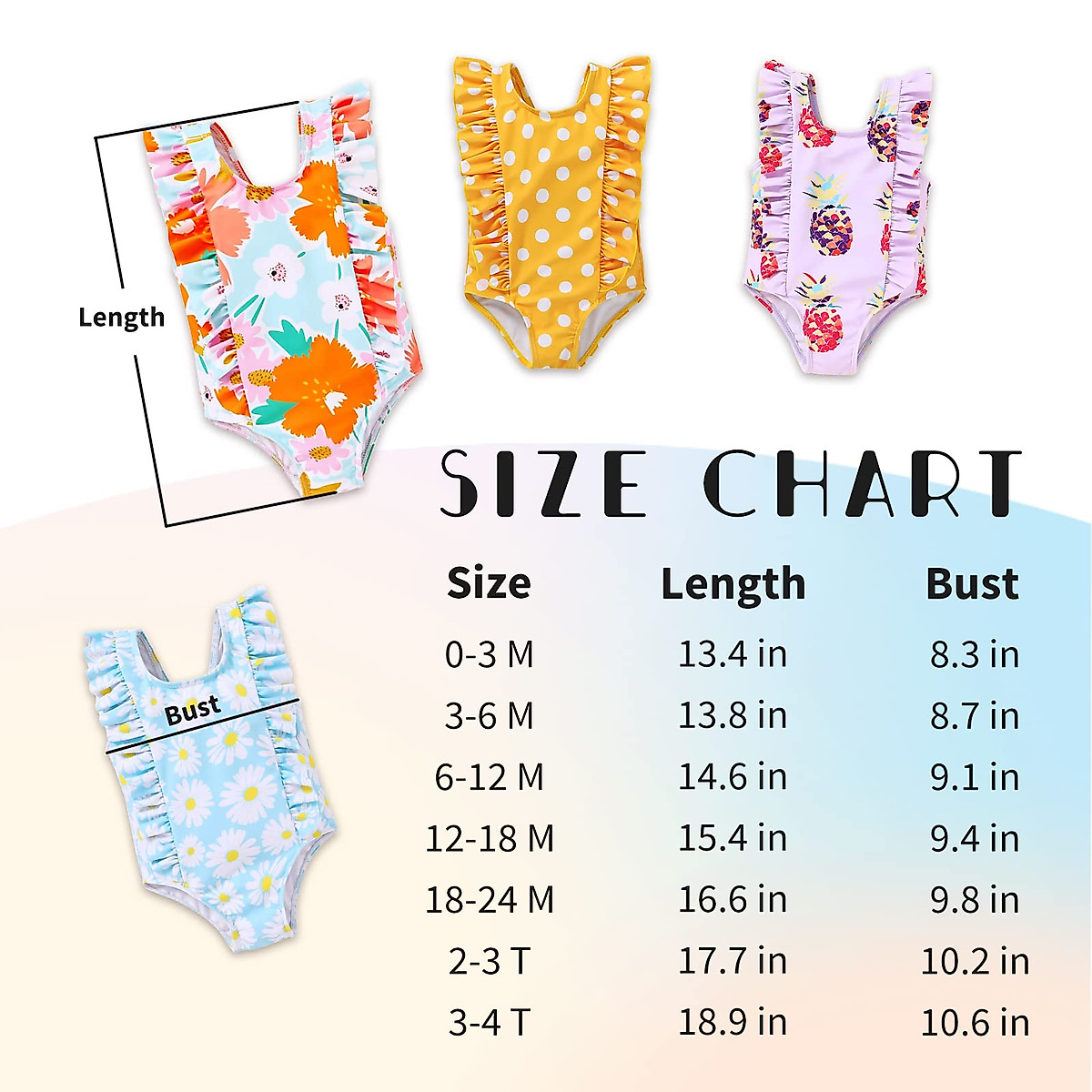 Newborn Baby Girl Ruffle Swimsuit Infant Toddler One Piece Floral Bikini Beach Bathing Swimwear Set (6-12 Months, Yellow White)