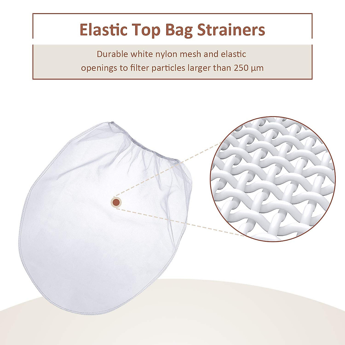 Patelai 30 Pieces 5 Gallon Paint Strainer Bags White Regular Fine Mesh/Elastic Top Bag Strainers for Use with Paint Sprayers
