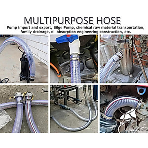 PEISONGFEI 1 1/2 inch ID x 1 3/4 inch OD Heavy-Duty Steel Wire Vacuum Suction Hose, PVC High Pressure UV Chemical Resistant Thick Flexible Vinyl Tubing, Bilge Pump Hose,10FT