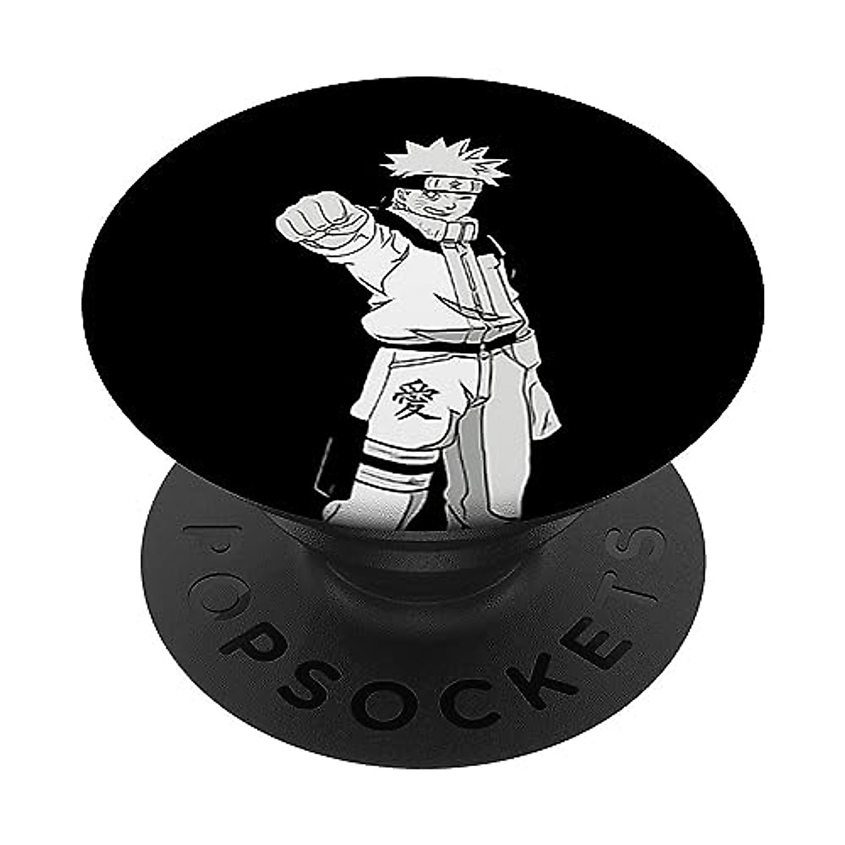 Japanese Cartoon Anime Character Sketch in Black Color PopSockets Standard PopGrip